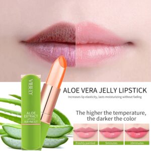 Kaynest 2 Packs Aloe Vera Lipstick Lips Moisturizer Long Lasting Nutritious Lip Balm Magic Temperature Color Change Lip Gloss (Set-B)