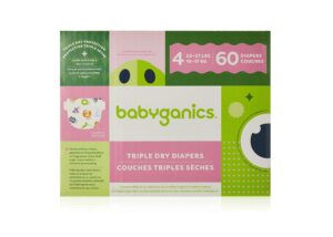 babyganics diapers, size 4, 60 ct, ultra absorbent diapers