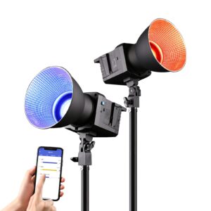 sutefoto 100(w) rgb video light 2800k-10000k,p100-rgb 360° full color continuous lighting, 43700 lux /0.5m, cri 96+, tlci 95+ with app control/remote control. studio light for film recording