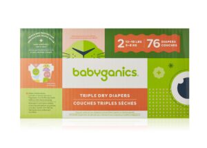 babyganics diapers, size 2, 76 ct, ultra absorbent diapers