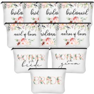 10 pieces bridesmaid makeup bag wedding canvas bag bride bridesmaid bags print bridesmaid gift bag canvas makeup bags wedding party cosmetic bag bridal shower gift bags for women bridal party(floral)