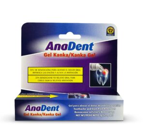 anadent toothache gel, 20% benzocaine oral gel for instant pain relief, oral and toothache medicine for severe pain, fast acting relief of cavity and canker sores, 0.25oz