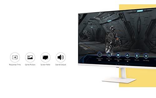 SAMSUNG 32" M70B Series 4K UHD USB-C Smart Monitor & Streaming TV, 4ms, 60Hz, HDR10, Wireless Display, Slimfit Camera, Gaming and IoT Hubs, Alexa Built in, 2022, LS32BM703UNXZA, White