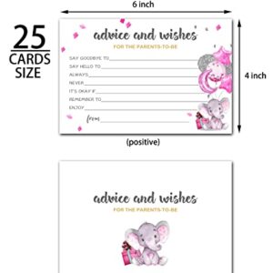 Yuansail Pink Elephant Advice And Wishes Cards For The Parents-To-Be, Baby Advice Cards For New Parents, Baby Shower Party Game,Decorations Party Supply，25 Cards(bb007-JYK 005)