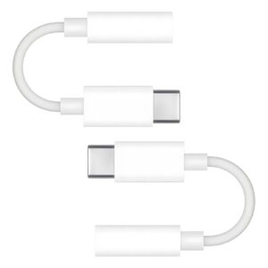 [2 packs] usb type c to 3.5mm female headphone jack adapter, usb c to aux audio dongle cable cord compatible with galaxy s22 s21 s20 s10 s9 plus/ultra, note 10, ipad pro, macbook, pixel (white)