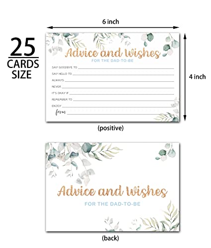 Greenery Advice And Wishes Cards For The Dad-To-Be, Baby Advice Cards For New Dad, Baby Shower Party Game,Decorations Party Supply，25 Cards(bb005-JYK 004)