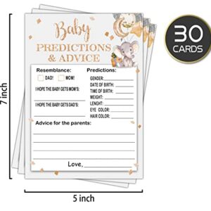 Baby Predictions & Advice Baby Shower, Elephant Neutral Newborn Guessing Game, New Parent Message Advice Book Mommy Daddy to Be Keepsake Party Favor Supplies Decoration -30 Game Cards(bb007-yx17)