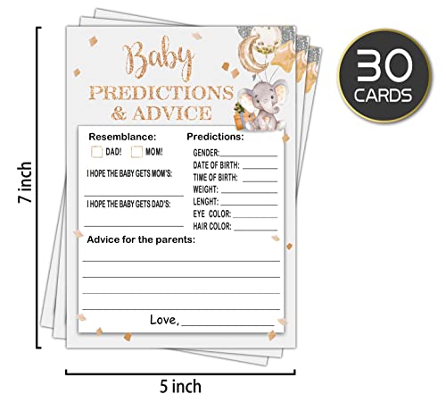 Baby Predictions & Advice Baby Shower, Elephant Neutral Newborn Guessing Game, New Parent Message Advice Book Mommy Daddy to Be Keepsake Party Favor Supplies Decoration -30 Game Cards(bb007-yx17)