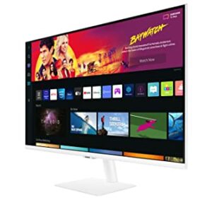 SAMSUNG 32" M70B Series 4K UHD USB-C Smart Monitor & Streaming TV, 4ms, 60Hz, HDR10, Wireless Display, Slimfit Camera, Gaming and IoT Hubs, Alexa Built in, 2022, LS32BM703UNXZA, White