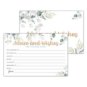 greenery advice and wishes cards for the dad-to-be, baby advice cards for new dad, baby shower party game,decorations party supply，25 cards(bb005-jyk 004)