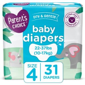 parent's choice dry and gentle baby diapers, size 4, 31 count yellow