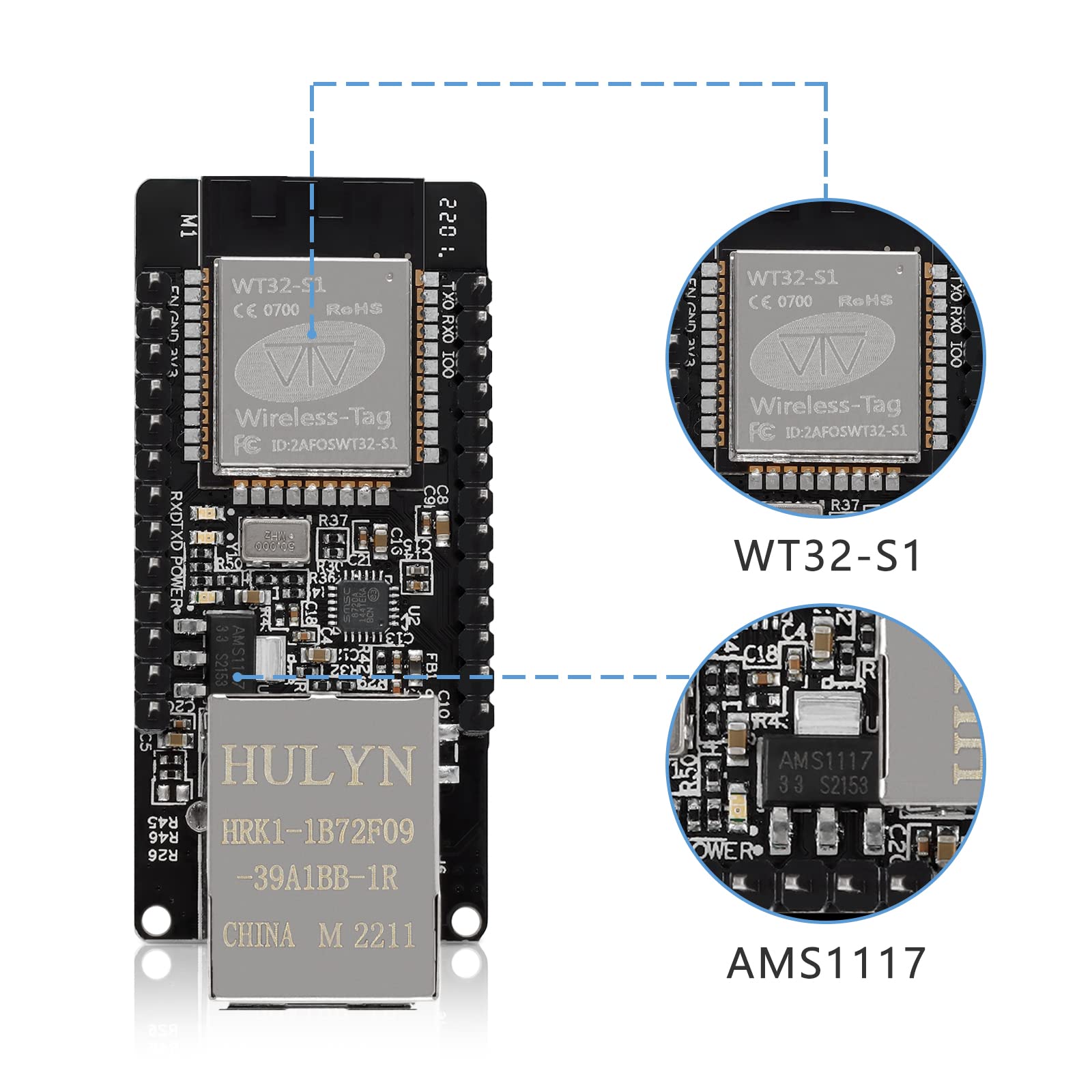 EC Buying WT32-ETH01 Development Board, ESP32 Development Board Module Embedded Serial Port to Ethernet 2.4GHz Wi-Fi & Bluetooth Dual-Mode Support WiFi, Ethernet, Bluetooth Output Ethernet Converter