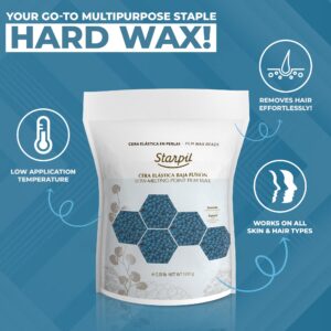 Starpil Wax 1000g / 2.2 lb Bag Blue Hard Wax Beads for Hair Removal, Stripless Wax Beans Refill for Wax Pot Warmer Professional, Low Temperature Film Hair Removal Wax Pearls.