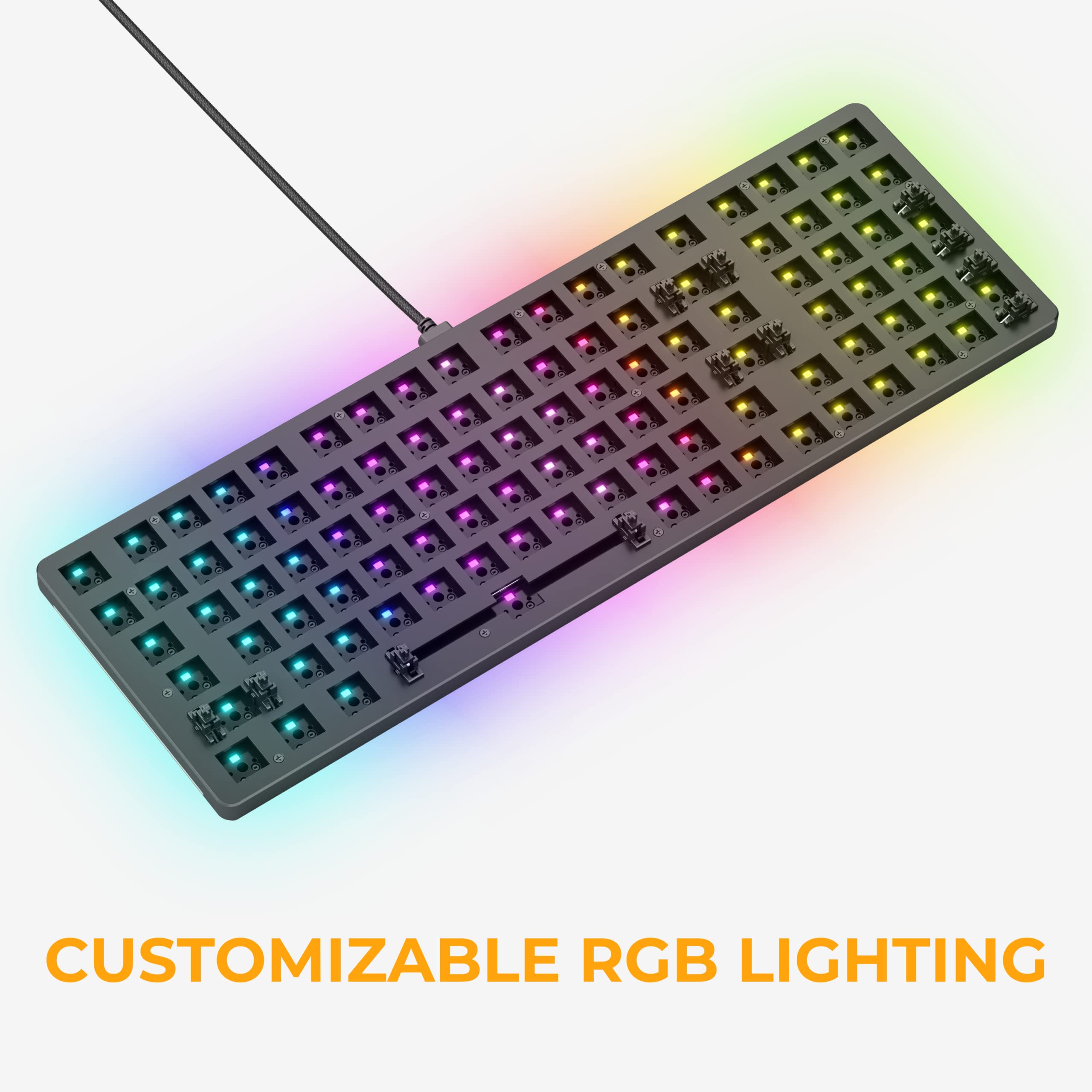 Glorious GMMK 2 Gaming Keyboard Base - Full Size Barebones Kit- Hot Swappable Black Mechanical Keyboard - Modular, Wired, RGB Backlit,- PC Setup Accessories - 96%, Black