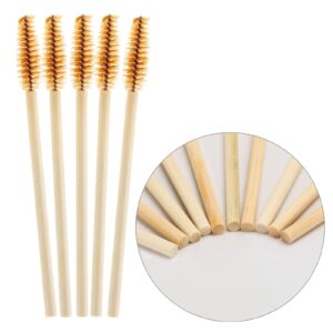 Tbestmax 150 Disposable Mascara Wands Eyelash Brush Spoolies for Eye Lash Extension Eyebrow Bamboo Stick Brown