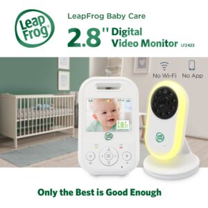 LeapFrog LF2423 Video Baby Monitor, 2.8” Screen Baby Video Monitor with Camera, 2-Way Audio, 1000ft Range, Night Vision, Soothing LullabiesTemperature Sensor, Secure Transmission No WiFi