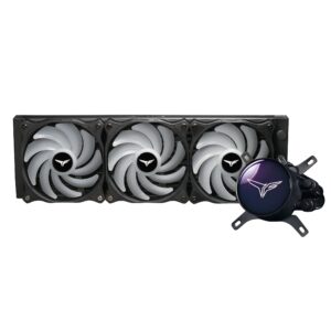 TEAMGROUP T-Force Siren GD360E AIO ARGB CPU Liquid Cooler Compatible with AMD Ryzen/Intel (LGA1700), All-in-One 4000 RPM Pump, Fan Speed 600-2000 RPM, Thin Nylon x Rubber Tubes, Black TB130502