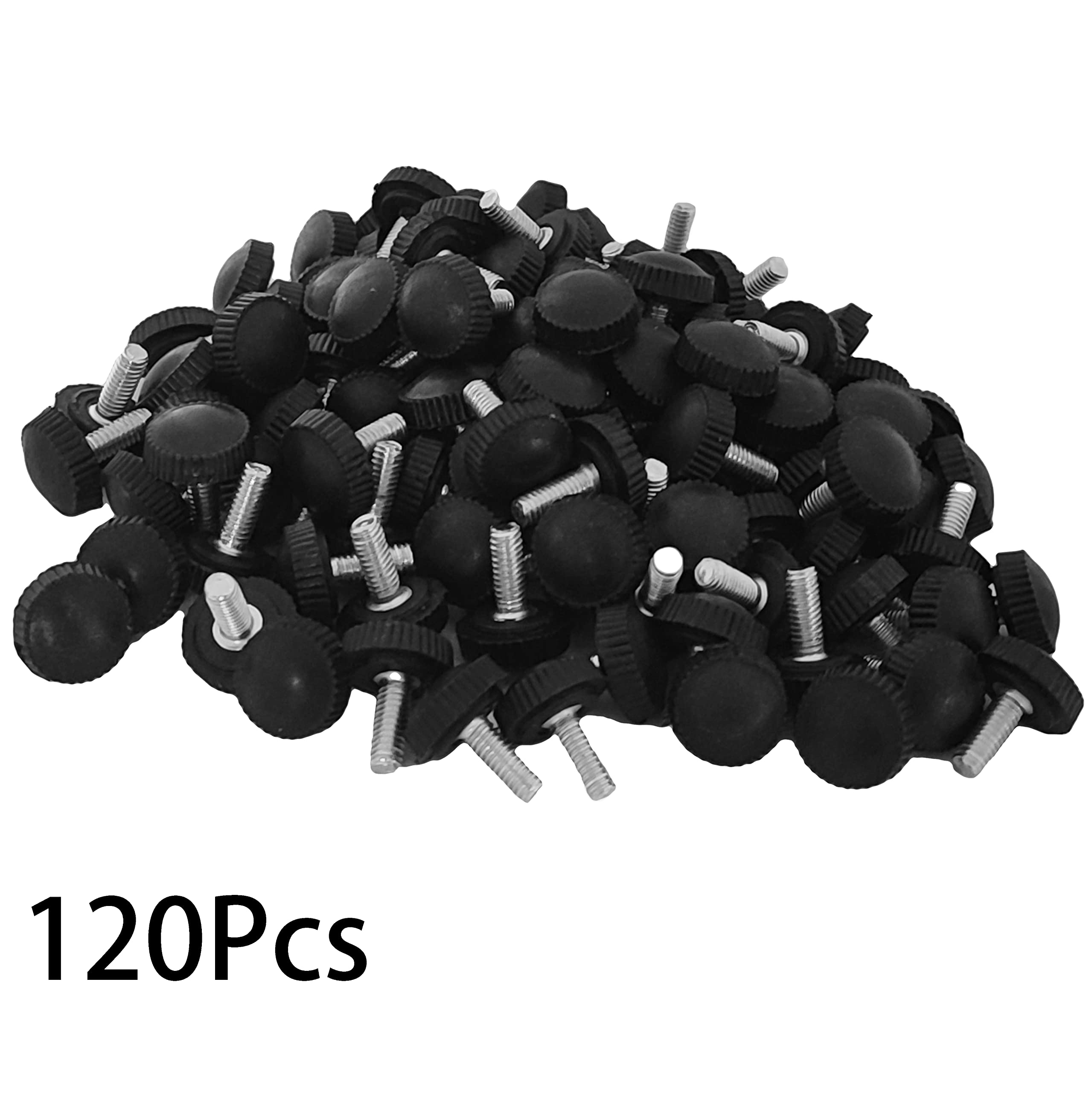 NACX M4 x 10mm Male Thread Knurled Thumb Screw Grip Knobs ThumbScrew, Carbon Steel, 120Pcs