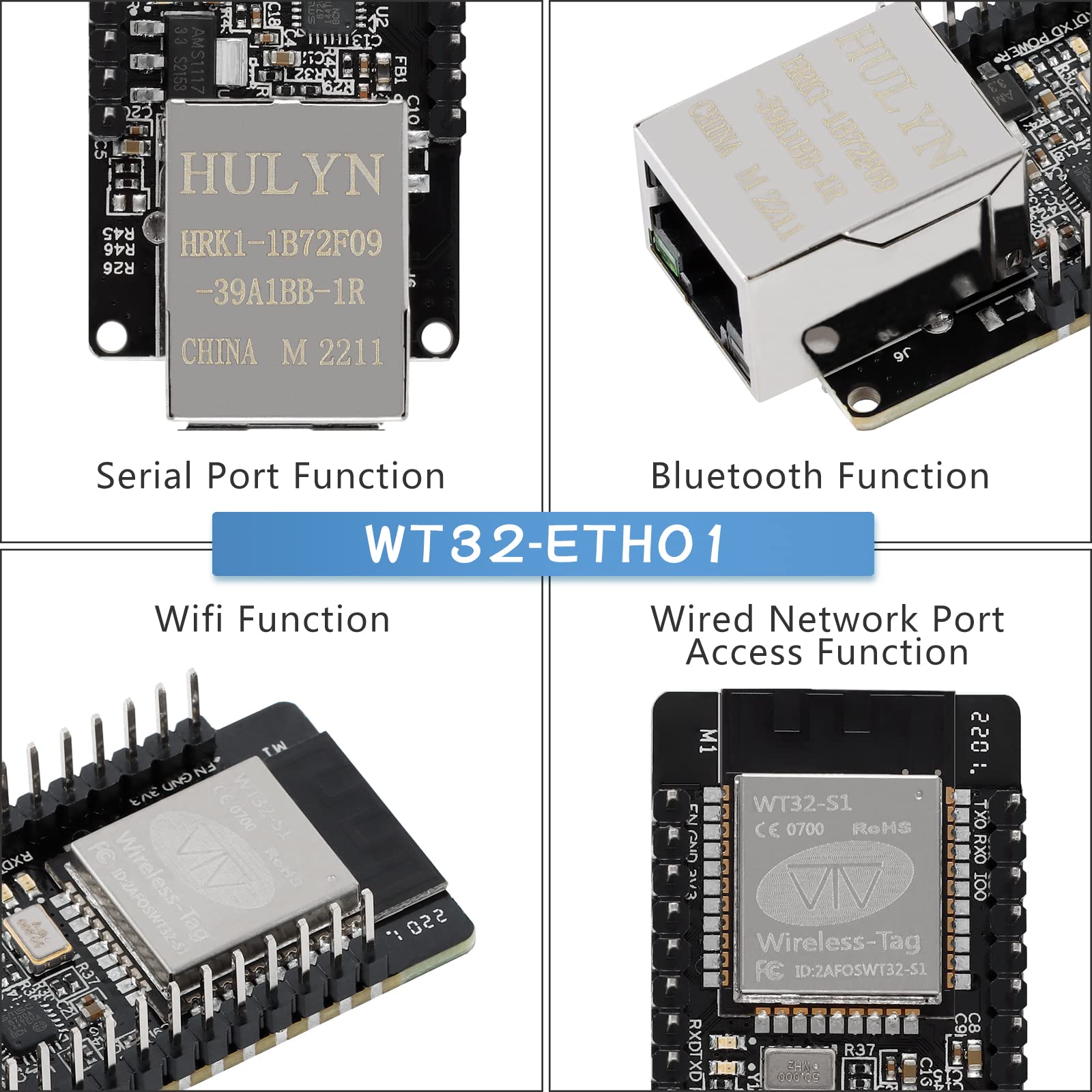 EC Buying WT32-ETH01 Development Board, ESP32 Development Board Module Embedded Serial Port to Ethernet 2.4GHz Wi-Fi & Bluetooth Dual-Mode Support WiFi, Ethernet, Bluetooth Output Ethernet Converter