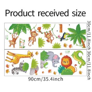 Jungle Animals Wall Sticker Monkey Giraffe Elephant Lion Zebra Wall Decals,Peel and Stick DIY Vinyl Mural Art for Kids Nursery Bedroom Living Room Playroom