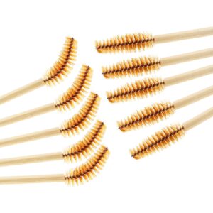 Tbestmax 150 Disposable Mascara Wands Eyelash Brush Spoolies for Eye Lash Extension Eyebrow Bamboo Stick Brown