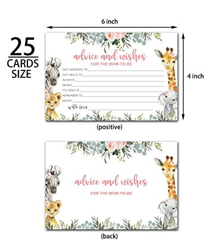 Yuansail Jungle Animals Advice And Wishes Cards For The Mom-To-Be, Baby Advice Cards For New Mom, Baby Shower Party Game,Decorations Party Supply，25 Cards(bb002-JYK 006)