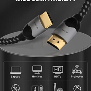 8K HDMI 2.1 Cable 3ft, TechDuck Premium Braided 28AWG High Speed 8K@60Hz 4K@120Hz/144Hz 48Gbp HDMI Cord, Dynamic HDR eARC/ARC Dolby, Certified UHD HDMI to HDMI Cable for Gaming/Monitor/Ultra HD TV