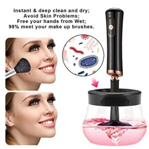 JZLUCKY Electric Makeup Brush Cleaner and Dryer Machine, Upgrade Super Fast Portable Brushes Cleaner, Wash and Dry Brushes in Seconds, Cosmetic Spinner Cleaner for Most Size Brushes(black)