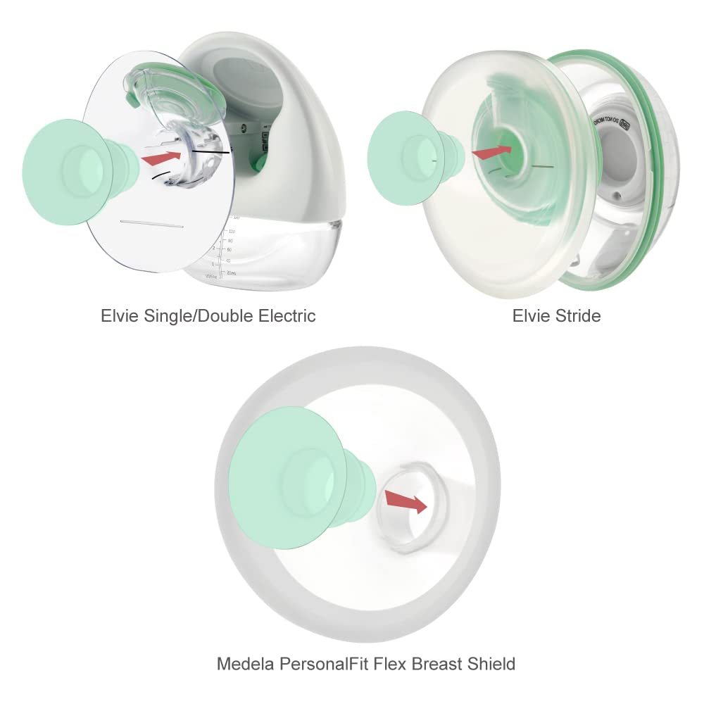 Maymom 21mm Flange Insert Compatible with Elvie Single/Double Electric, Elvie Stride Flange (24mm), Compatible with Medela PersonalFit Flex Shield, Not Original Elvie Pump Parts