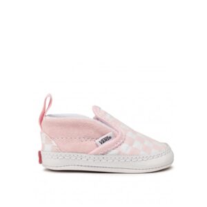 vans, infant slip-on v crib sneakers (1, pink/true white checkerboard)