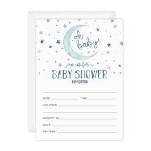 starry delight baby shower invites / 25 invitation cards with white envelopes / 5" x 7" flat twinkle star invitations/fill in gender neutral baby party cards/made in the usa