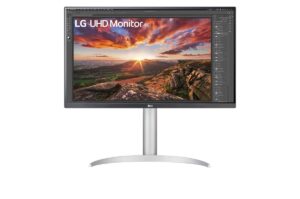 lg 27” 27bp85un-w ips 4k uhd computer monitor with usb type-c™, vesa display hdr™ 400, amd freesync™ & adjustable stand