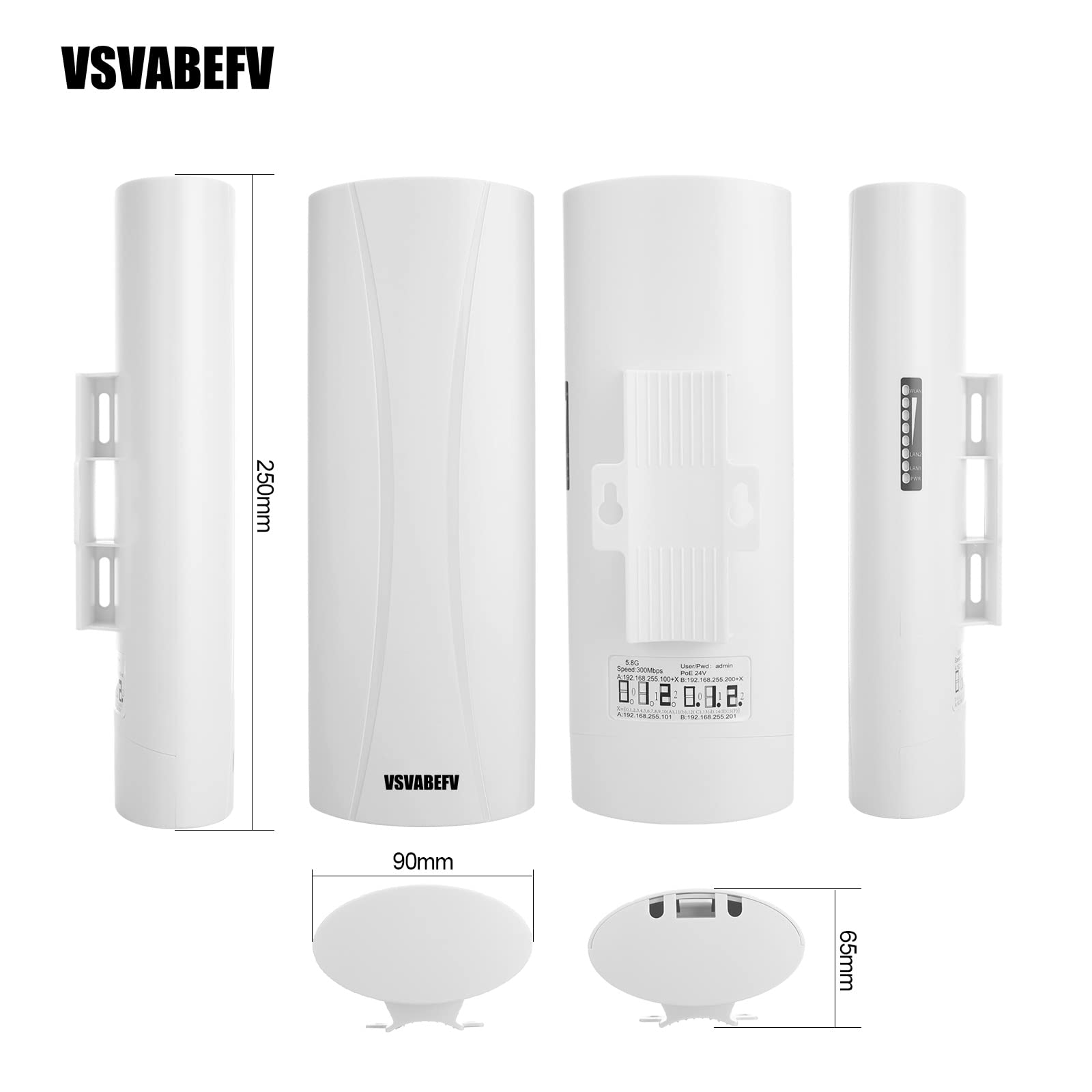 Point to Point Wireless Bridge Router，VSVABEFV 3KM Outdoor Long Range WiFi Bridge 5.8G 300Mbps Wireless Access Point Preset Wireless CPE kit 14dBi WiFi Signal Amplifier for Network Extension, 2-Pack