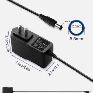 6V 2A DC Power Supply Adapter 6 Volt Universal AC Adapter 100-240V 50-60Hz AC to DC 6V 2A Power Adapter, 6V DC Power Supply 2A Transformer with 5.5mm x 2.5mm DC Outlet Plug