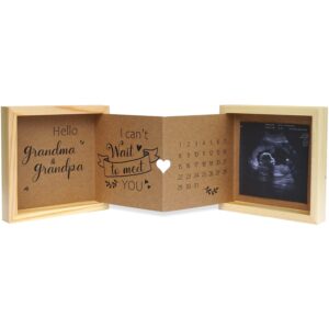 hamuiers pregnancy announcement for grandparents, grandparents baby announcement ideas sonogram picture frame wooden keepsake box, first time grandparents gift