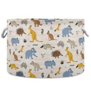 australia-wild-animals-seamless-pattern large storage basket for toys storage bin box kids laundry hamper for nursery clothes, toys, books, home decor