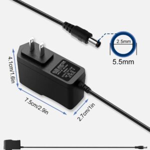 12V 0.5A 500mA DC Power Supply Adapter 12 Volt AC Adapter 100-240V 50-60Hz AC to DC 12V 0.5A Power Adapter, 12V DC Power Supply 500mA Transformer with 5.5mm x 2.5mm DC Outlet Plug