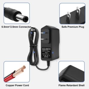 9V 1A DC Power Supply Adapter 9 Volt AC Adapter 100-240V 50-60Hz AC to DC 9V 1A Power Adapter, 9V DC Power Supply 1A Transformer with 5.5mm x 2.5mm DC Barrel [Inside Positive +, Outside Negative -]