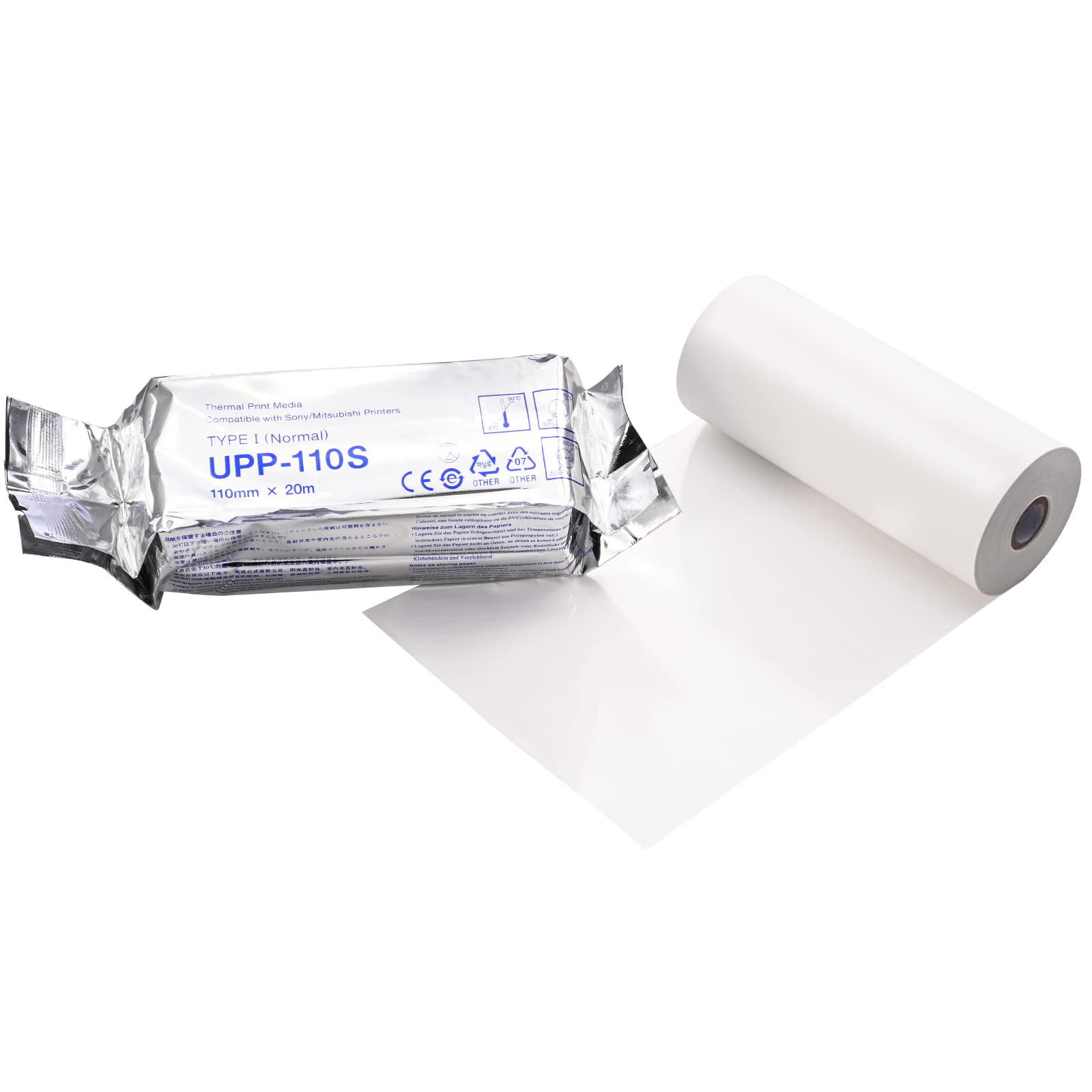 Compatible UPP-110S Ultrasound Paper 10 Rolls,Type I Black and White Video Thermal Print Media Upp-110S,110mm x 20m