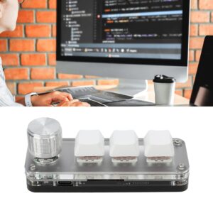 One Handed Gaming Keyboard Mini 3 Key Keypad Mechanical White Gaming Keyboard Programmable One Handed for Office Games Music Industrial Control