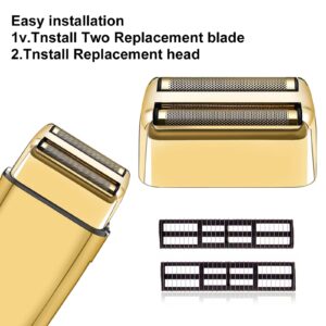 2 Pack Professional Replacement Foil and Cutters for BaBylissPRO Barberology Double Foil Shaver, Compatible with BaBylissPRO Barberology FXFS2 Shaver，Gold