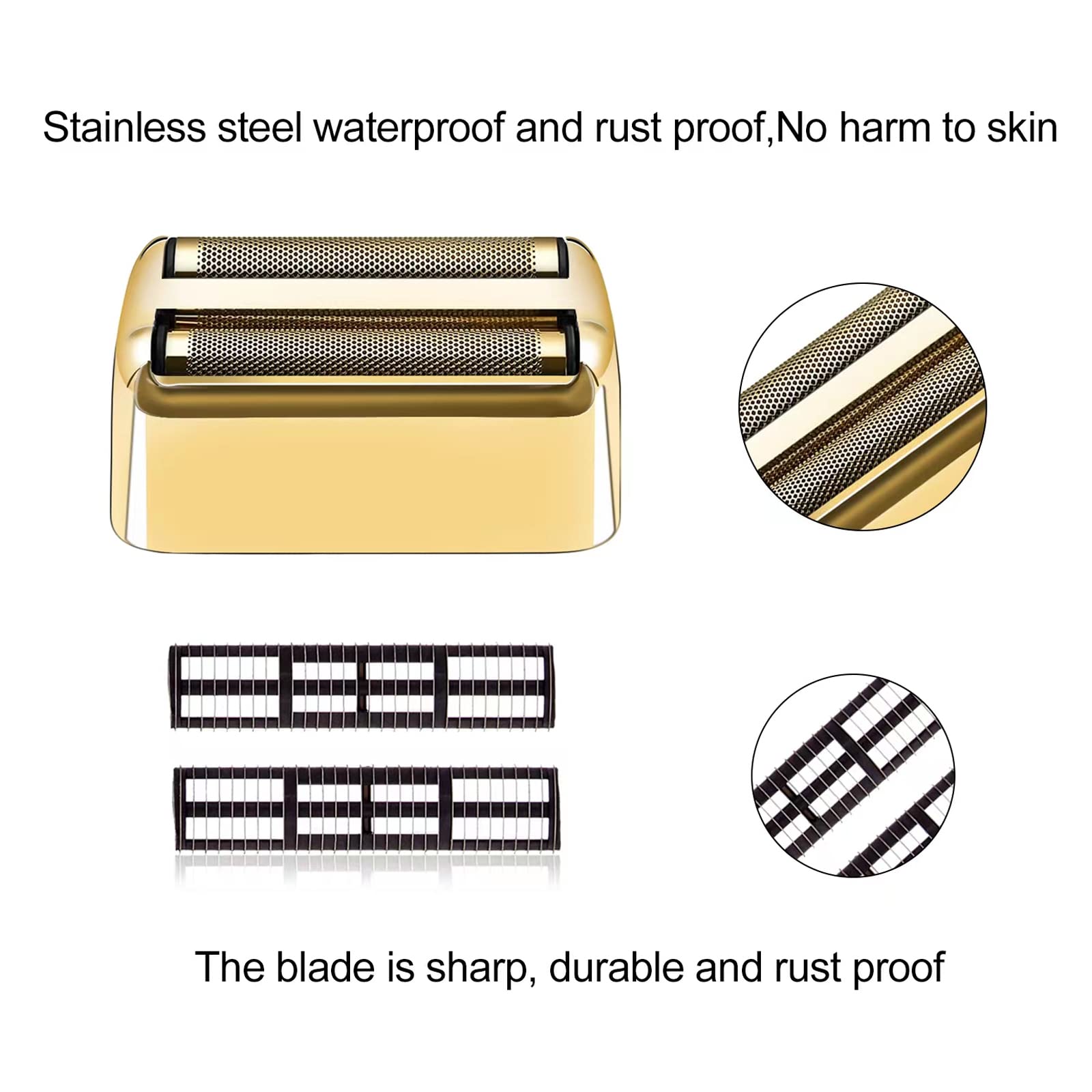 2 Pack Professional Replacement Foil and Cutters for BaBylissPRO Barberology Double Foil Shaver, Compatible with BaBylissPRO Barberology FXFS2 Shaver，Gold