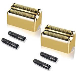 2 pack professional replacement foil and cutters for babylisspro barberology double foil shaver, compatible with babylisspro barberology fxfs2 shaver，gold