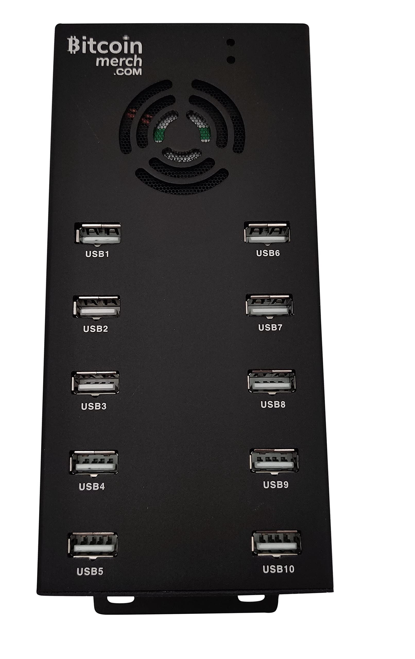 BitcoinMerch.com - 10 Port USB Hub 120W Powered USB 2.0 Charging Hub 12V 10A PSU for NewpPac, Antminer, Moonlander