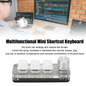 One Handed Gaming Keyboard Mini 3 Key Keypad Mechanical White Gaming Keyboard Programmable One Handed for Office Games Music Industrial Control