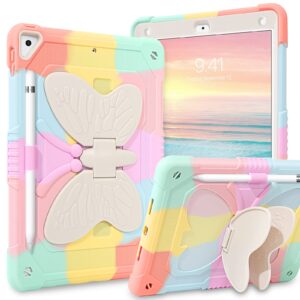 guagua compatible for ipad air 2 case for kids, ipad 6th/5th generation case 2018/2017, ipad pro 9.7 case kickstand cover 2 in 1 rugged shockproof anti-scratch tablet case with pen holder, colorful