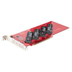 StarTech.com Quad M.2 PCIe Adapter Card, PCIe x16 to Quad NVMe or AHCI M.2 SSDs, PCI Express 4.0, 7.8GBps/Drive, Bifurcation Required, Windows/Linux Compatible (QUAD-M2-PCIE-CARD-B)