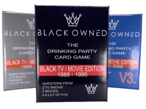 black owned | black movie & tv show trivia drinking card game bundle pack | 6 movies & 6 tv shows | urban adult party night fun