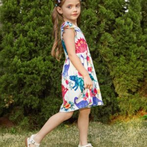 PATPAT Toddler Baby Girl Dress Little Kids Dresses Girls Comfy Ruffle Dinosaur Skirt Sundress 3 Years Old