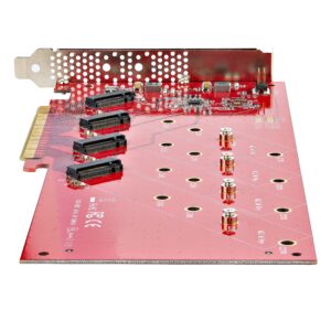 StarTech.com Quad M.2 PCIe Adapter Card, PCIe x16 to Quad NVMe or AHCI M.2 SSDs, PCI Express 4.0, 7.8GBps/Drive, Bifurcation Required, Windows/Linux Compatible (QUAD-M2-PCIE-CARD-B)